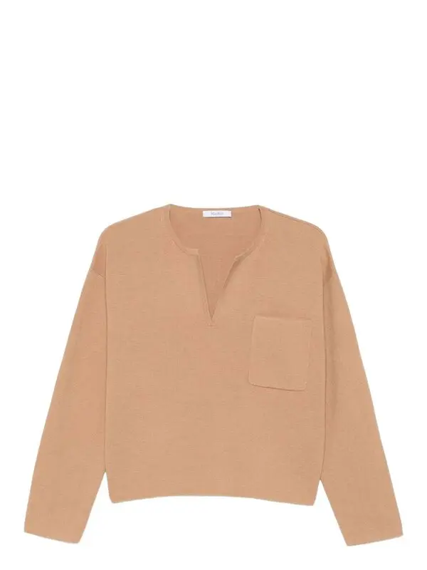 Max Mara V-neck Cashmere Wool Sweater - Camel
