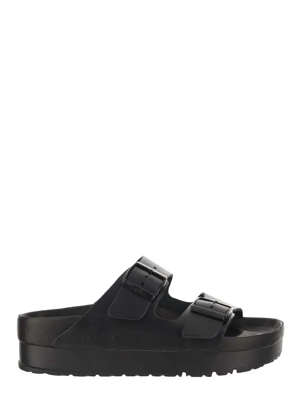 BIRKENSTOCK Arizona Pap Flex Leather Platform Sandals - Black