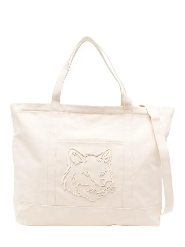 Maison Kitsuné Fox Head Xl Canvas Tote - Beige