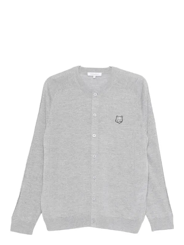 Maison Kitsuné Fox Head Wool Cardigan - Light Grey