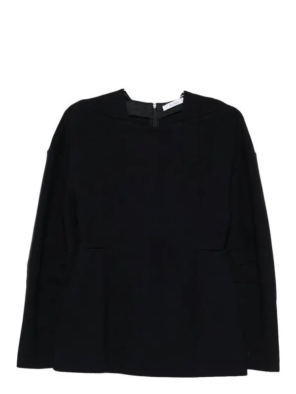 Max Mara Crew Neck Sweater In Wool And Cotton - Blue