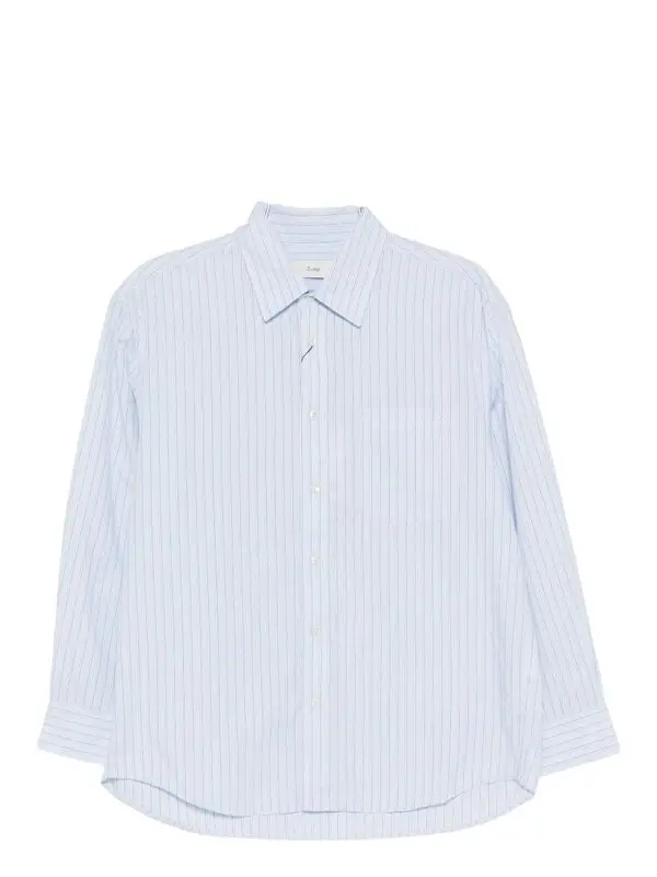 DUNST Striped Cotton Shirt - Clear Blue