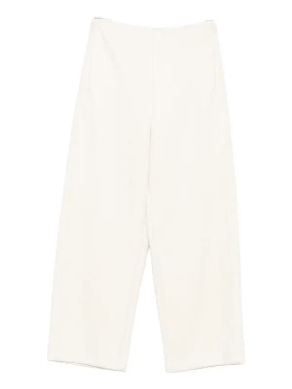 Max Mara Cropped Wool And Cotton Trousers - Ivory