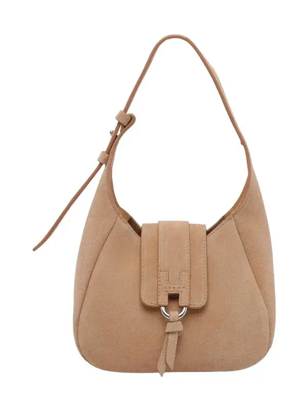 Hogan Mini Leather Hobo Bag - Beige