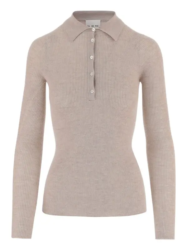 SA SU PHI Cashmere And Silk Knitted Polo Shirt - Beige