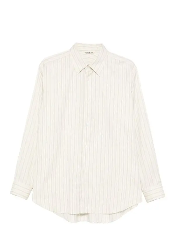 Auralee Cotton And Silk Striped Shirt - Ivory