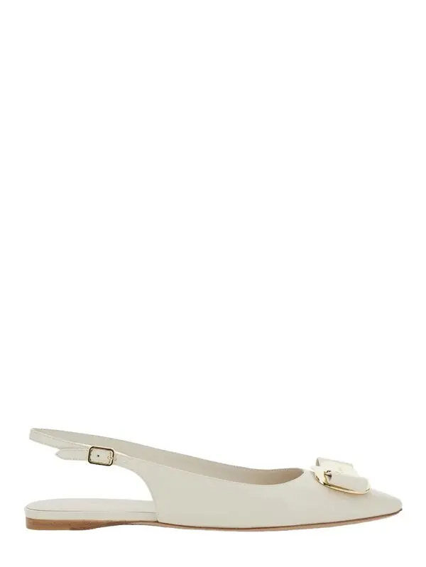 FERRAGAMO Leather Slingback Pumps - Beige