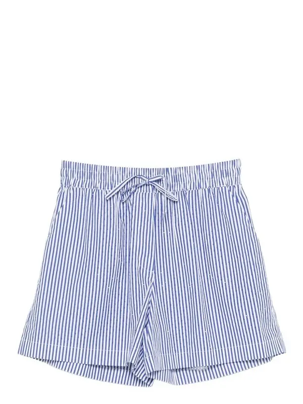 PAROSH Striped Cotton Shorts - Blue