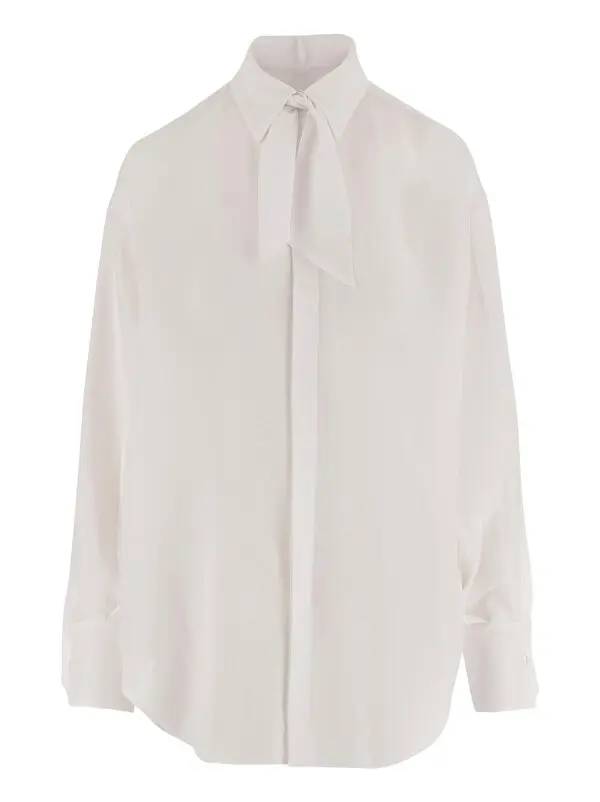 SA SU PHI Silk Shirt With Bow Collar - White