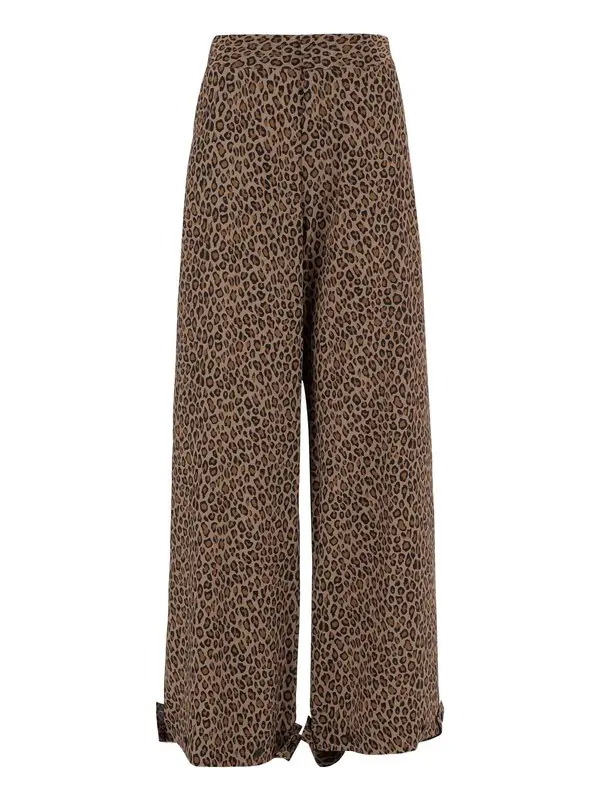 SA SU PHI Animal Print Cotton Blend Pants - Red