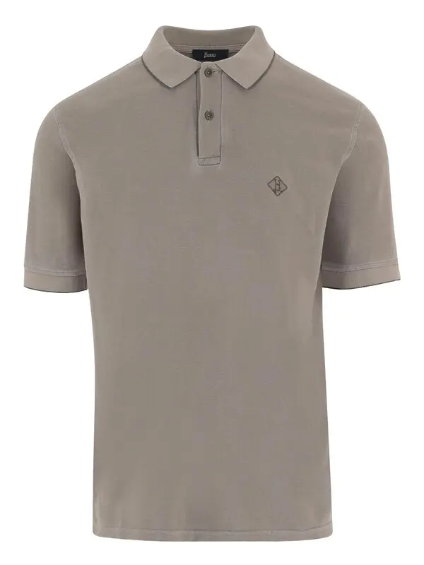 Herno Cotton Polo Shirt With Logo - Grey