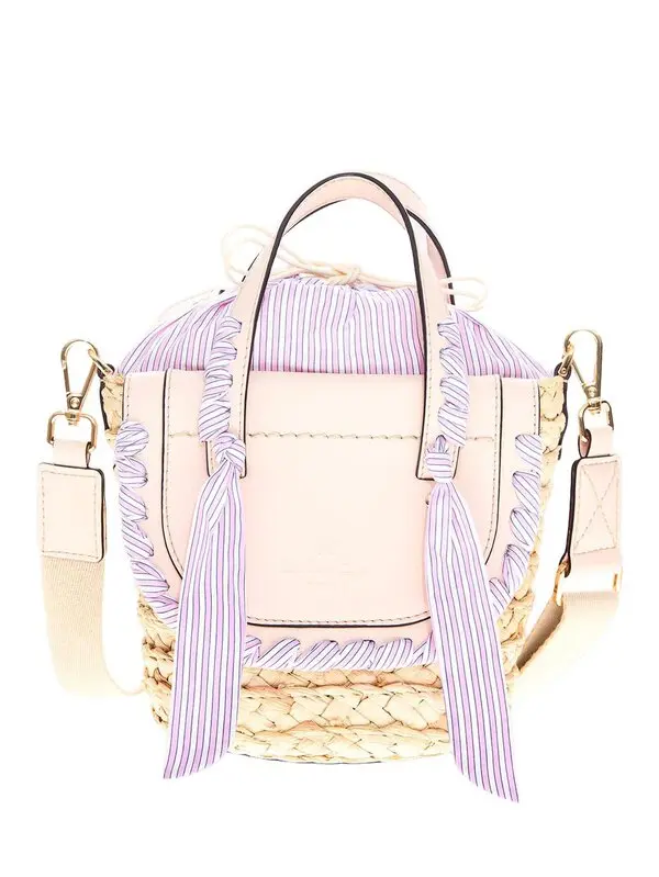 CUBA LAB Habanera Leather And Raffia Bag - Lilac