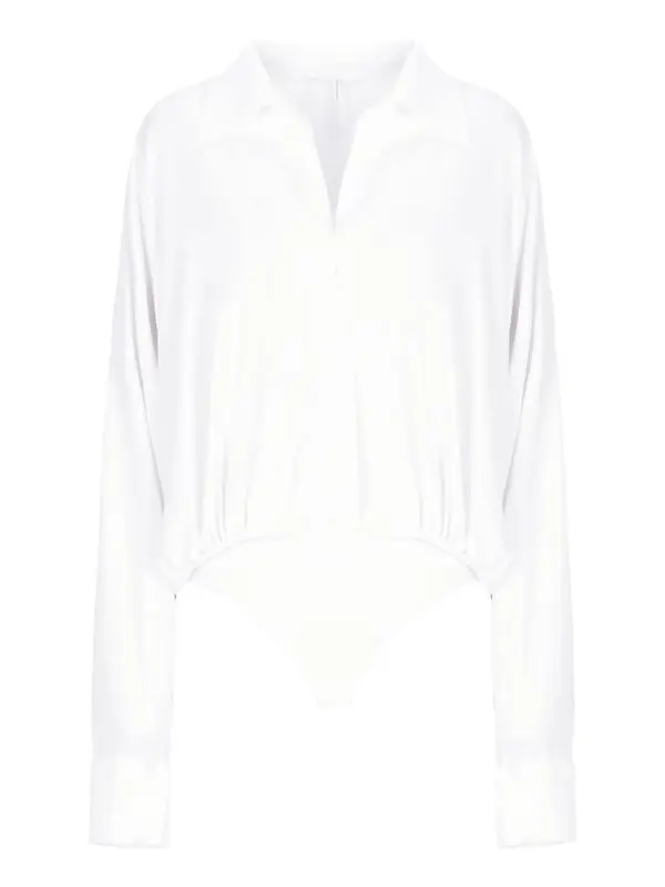 Norma Kamali Oversized Shirt Bodysuit - White