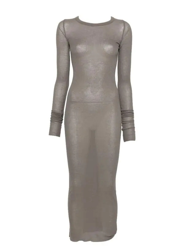 Rick Owens Ribbed Midi Dress - Grey