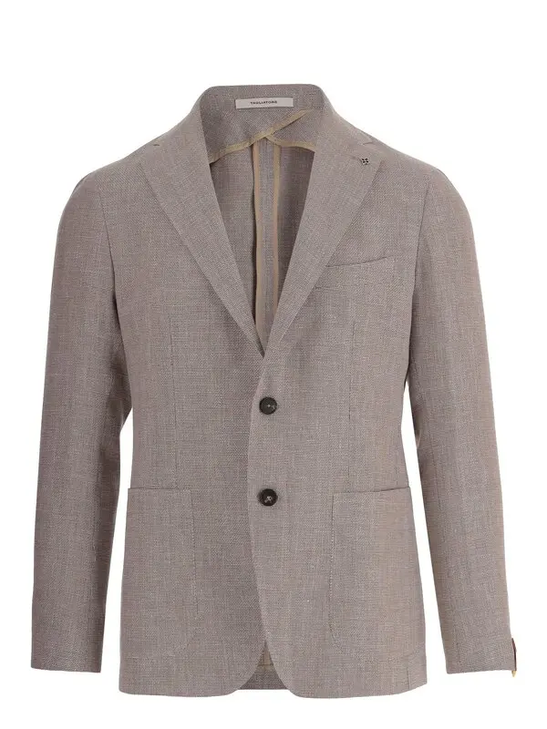 Tagliatore Single-breasted Linen And Cotton Jacket - Beige