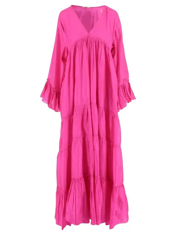 Pero Long Silk Dress - Fuchsia