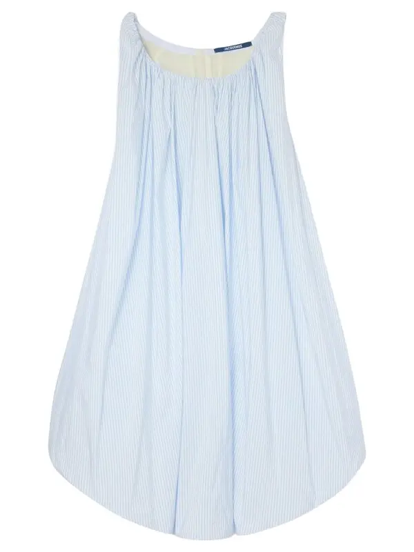 Jacquemus Cotton Blend Striped Dress - Light Blue