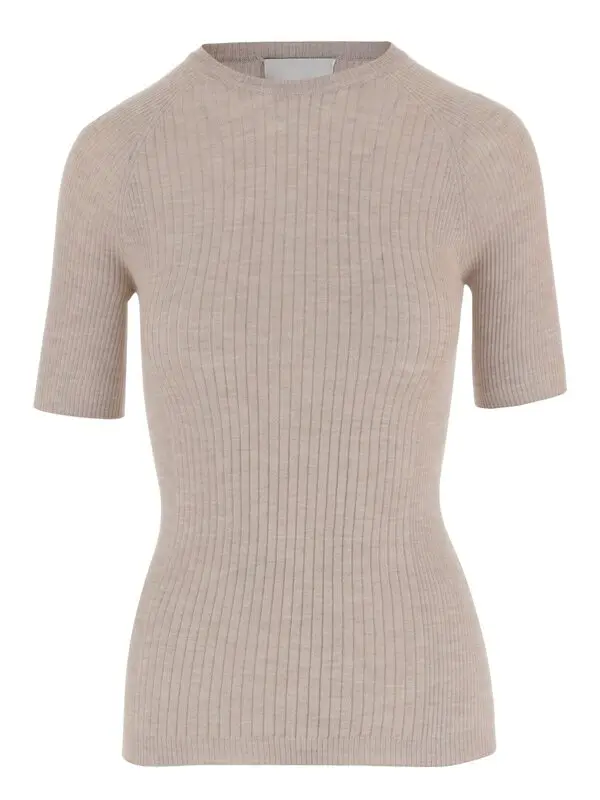SA SU PHI Cashmere Blend Ribbed T-shirt - Beige