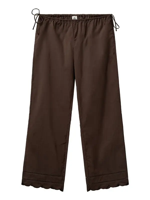 THE GARMENT Kirsten Cotton Trousers With Scalloped Hem - Brown