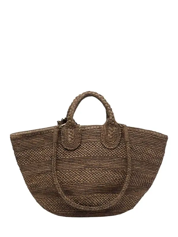 IBELIV Soma Raffia And Cotton Tote Bag - Marrone Scuro