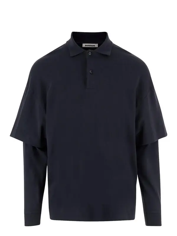 DARKPARK Long-sleeved Cotton Polo Shirt - Blue
