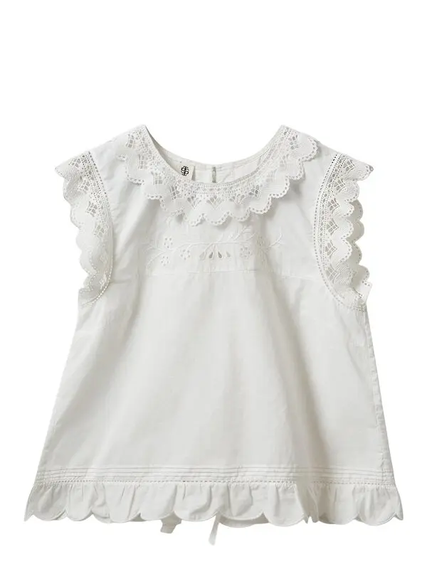 THE GARMENT Cotton Top With Lace Inserts - White