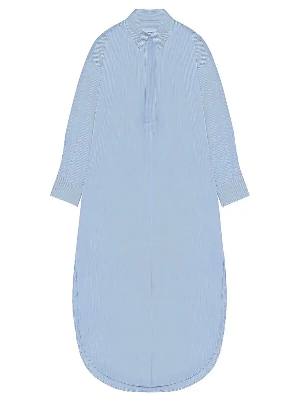 ARMARIUM Cotton Striped Shirt Dress - Clear Blue