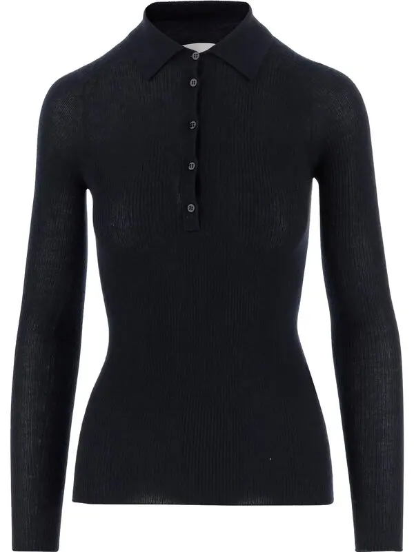 SA SU PHI Cashmere And Silk Knitted Polo Shirt - Blue