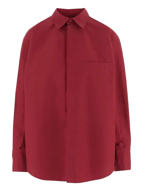 SA SU PHI Cotton Blend Ruffled Back Shirt - Red