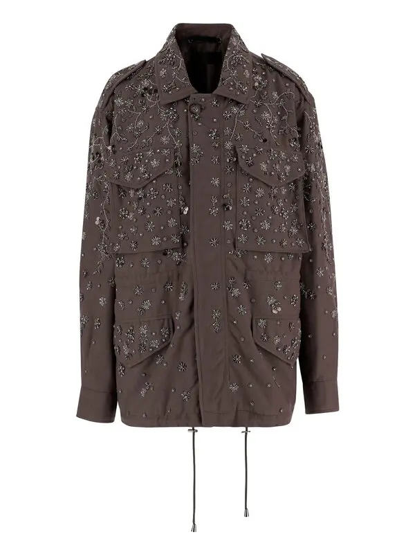 NOVELLE Embroidered Cotton Jacket With Appliqués - Brown