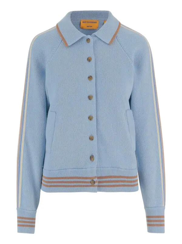 Guest In Residence Cotton And Cashmere Varsity Jacket - Clear Blue