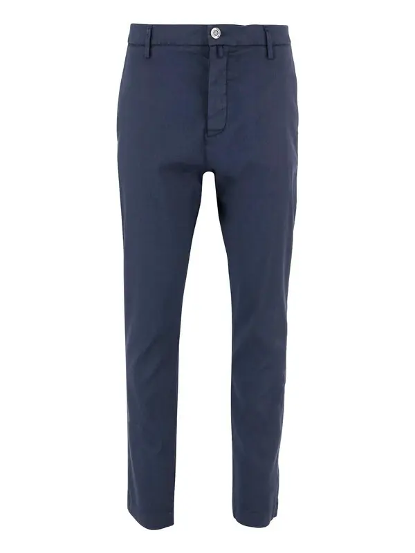 Jacob Cohen Stretch Cotton And Linen Trousers - Blue