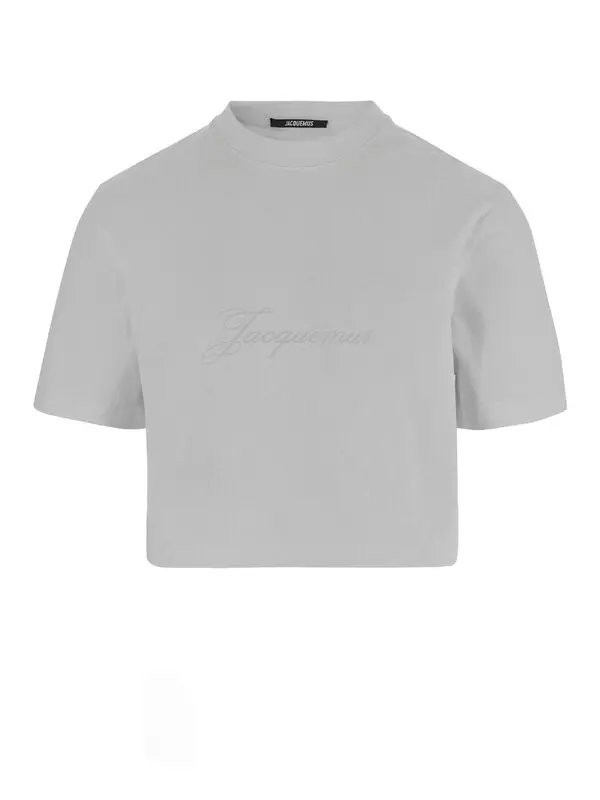 Jacquemus Cotton T-shirt With Embroidered Logo - Grey