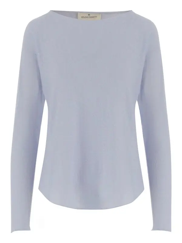 Bruno Manetti Regular Fit Linen And Cotton Sweater - Clear Blue