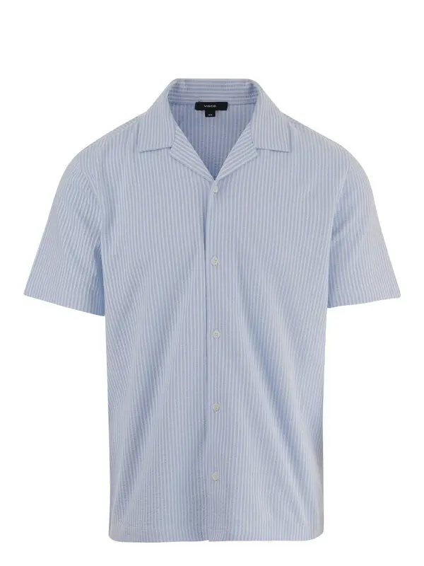 Vince Stretch Cotton Striped Shirt - Light Blue