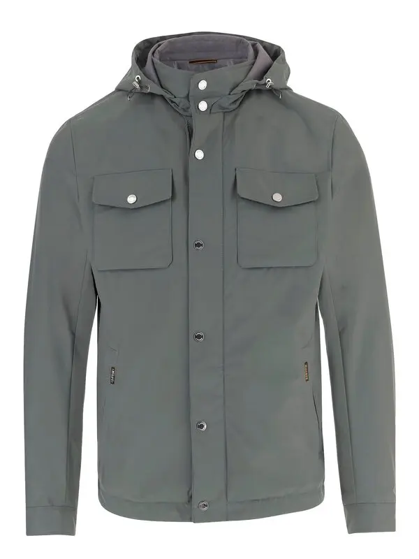 MOORER Technical Fabric Jacket With Hood - Grey
