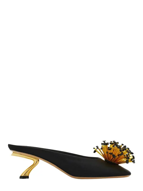 FERRAGAMO Fabric Sculpted Heel Pumps - Black