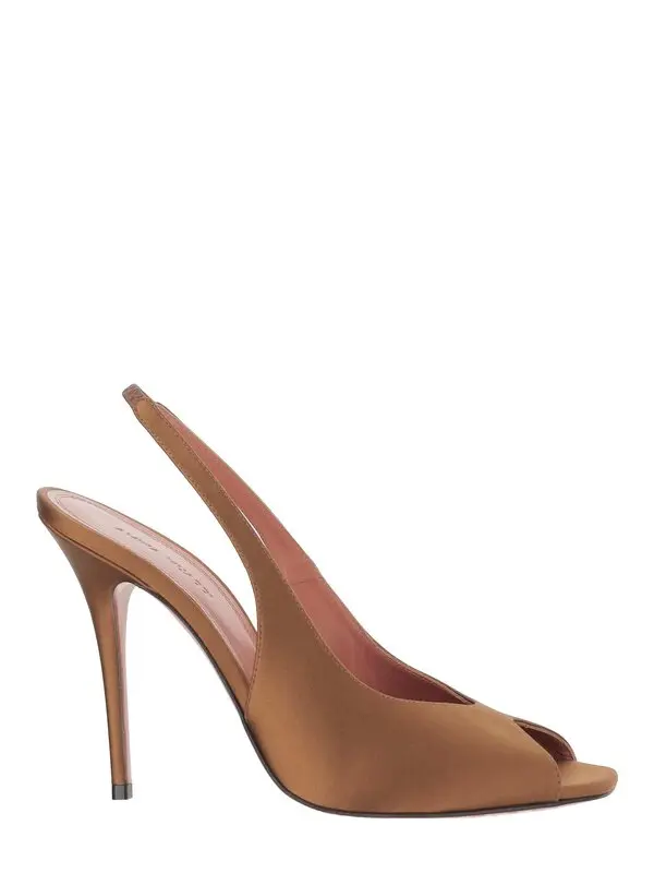 Amina Muaddi Kristina Silk Slingback - Brown