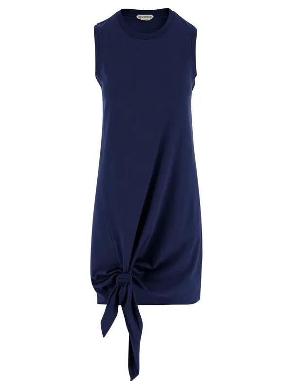 JW Anderson Cotton Dress With Knotted Hem - Blue