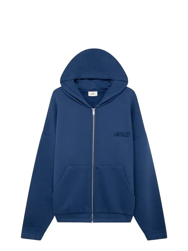 AUTRY Cotton Zip-up Hoodie With Logo - Blue