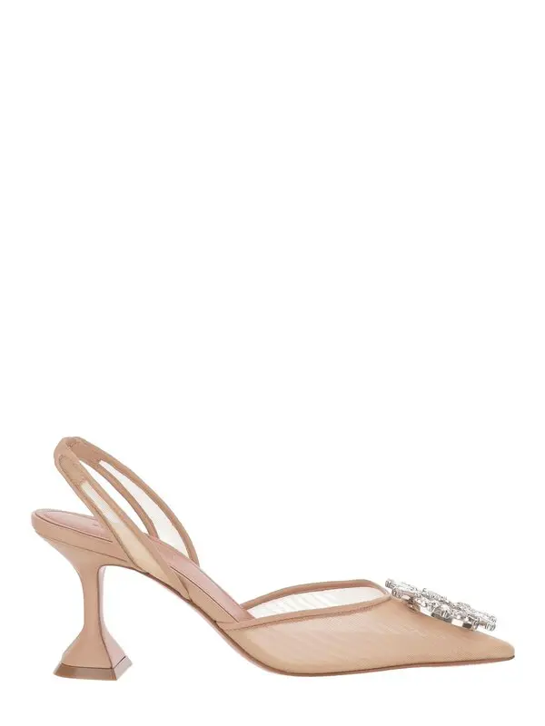 Amina Muaddi Begum Mesh Slingbacks - Beige