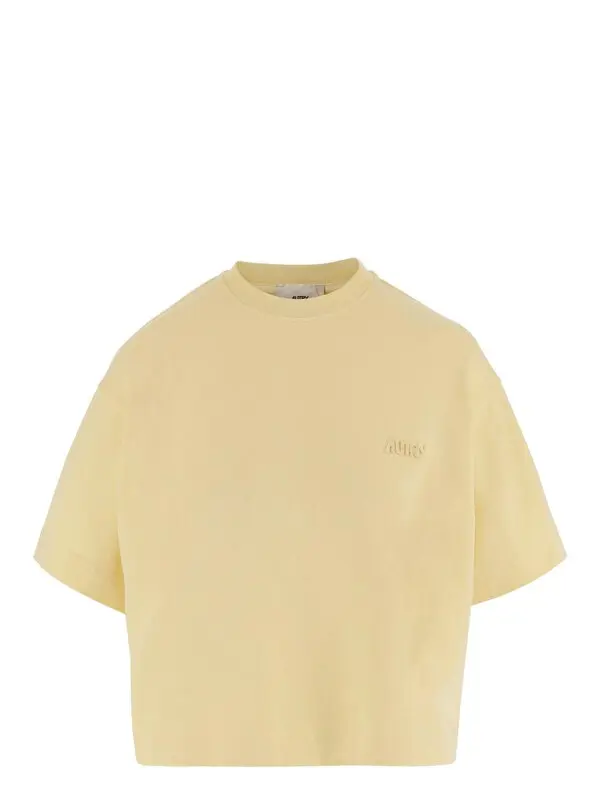 AUTRY T-shirt With Embroidered Logo - Yellow