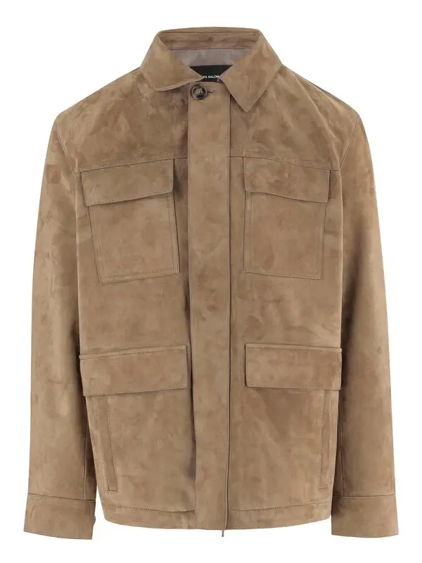 YVES SALOMON Suede Jacket - Beige