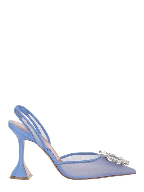 Amina Muaddi Begum Mesh Slingbacks - Light Blue