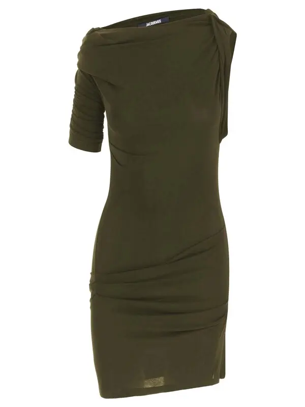 Jacquemus Draped Mini Dress - Khaki Scuro