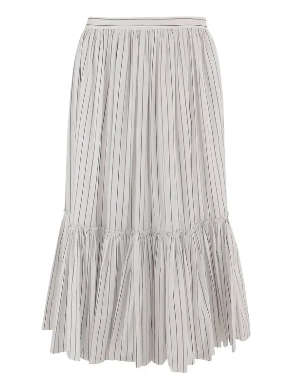 JIL SANDER Cotton Striped Flared Skirt - White