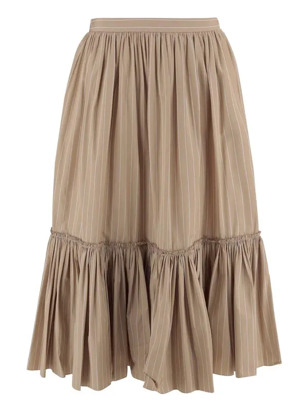 JIL SANDER Cotton Flared Skirt - Beige
