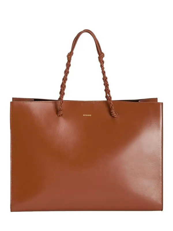 JIL SANDER Leather Tote Bag With Knotted Handles - Brown