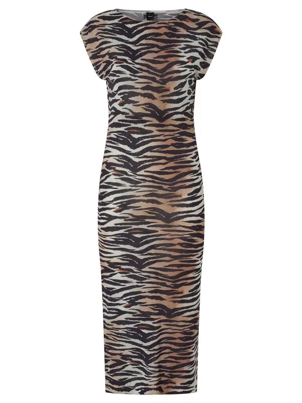 Pinko Animal Print Cotton-blend Sheath Dress - Red