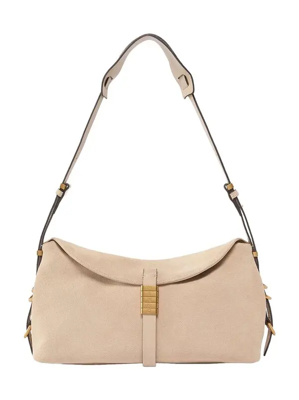 Pinko Suede Leather Baguette Bag - Beige